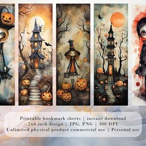 15 Cute Halloween Printable Bookmarks | Digital Download JPG Bookmark ...