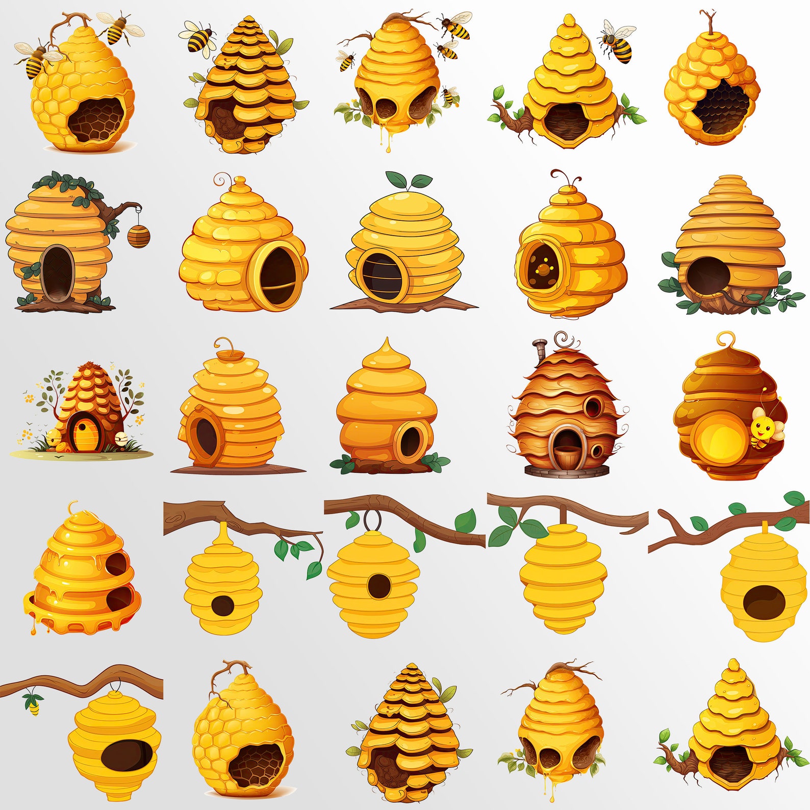 Cute Bee Clip Art, Bee PNG Bundle, Honey Bee Art, Busy Bees Clipart ...
