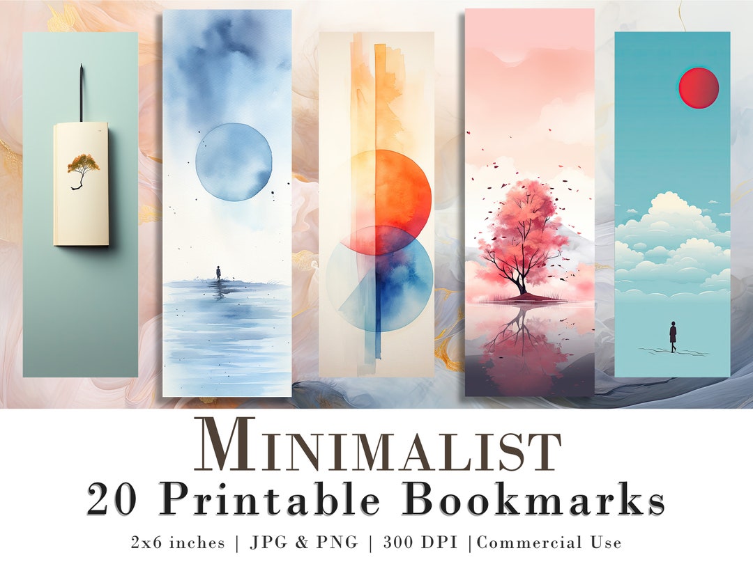 15 Minimalist Printable Bookmarks Digital Download JPG - Etsy