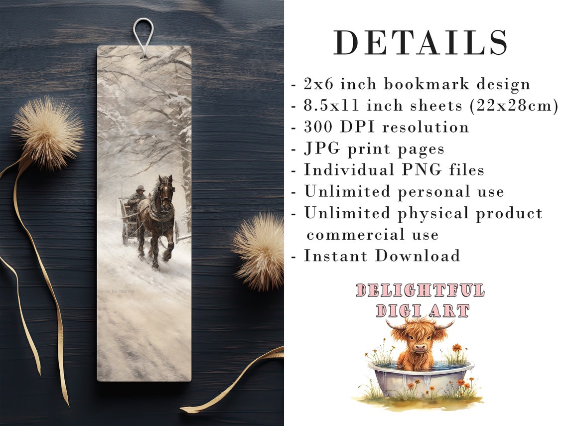 10 Winter Printable Bookmarks| Digital Download JPG Bookmark Set| PNG ...