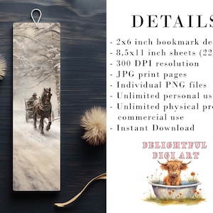 10 Winter Printable Bookmarks| Digital Download JPG Bookmark Set| PNG ...