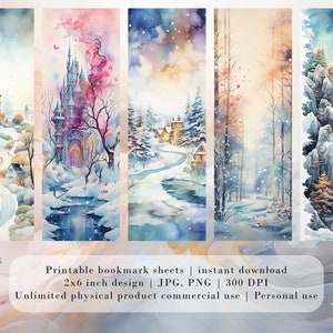 20 Winter Dreamland Printable Bookmarks| DIY Bookmark Sheets| PNG ...
