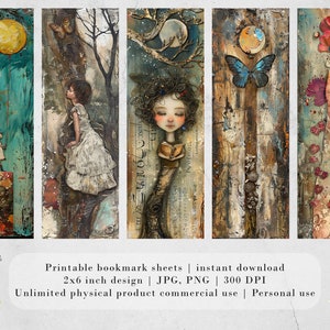 Reading Whimsy Printable Bookmarks| Mixed Media Bookmark Sheets| PNG ...