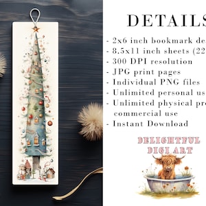 10 Cute Christmas Printable Bookmarks | Digital Download JPG Bookmark ...