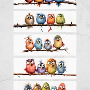 Funny Birds Printable Bookmarks | Digital Download JPG Bookmark Sheets ...