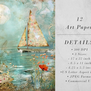 Dream of the Ocean Printable Art Pages, Quirky Digital Scrapbook, Mixed ...