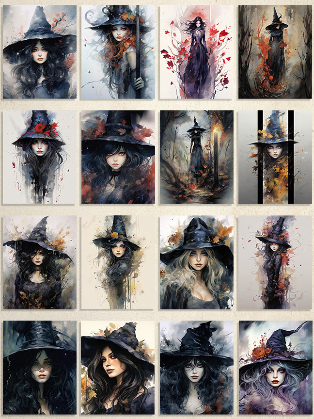 27 Witch Printable Art Pages Digital Download JPG Paper Set - Etsy