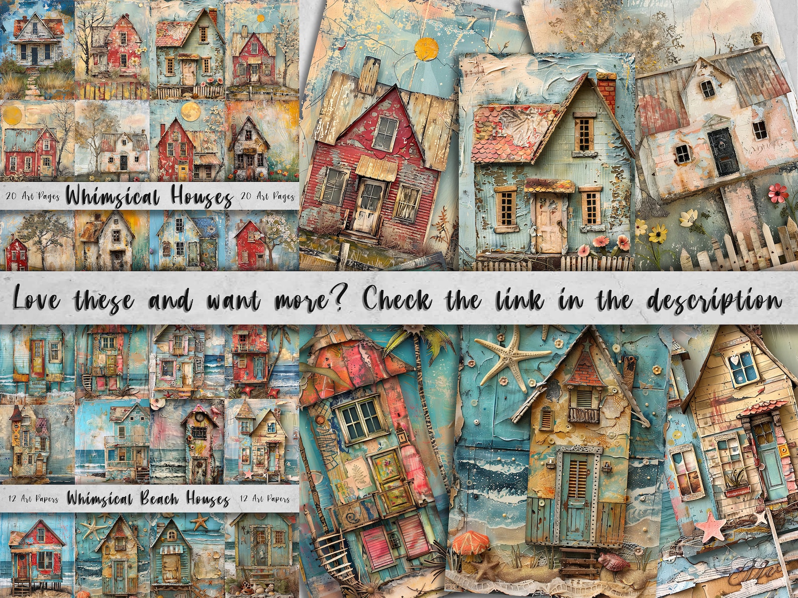 Whimsical Farm Houses Printable Art Pages| Digital Download Paper Set ...
