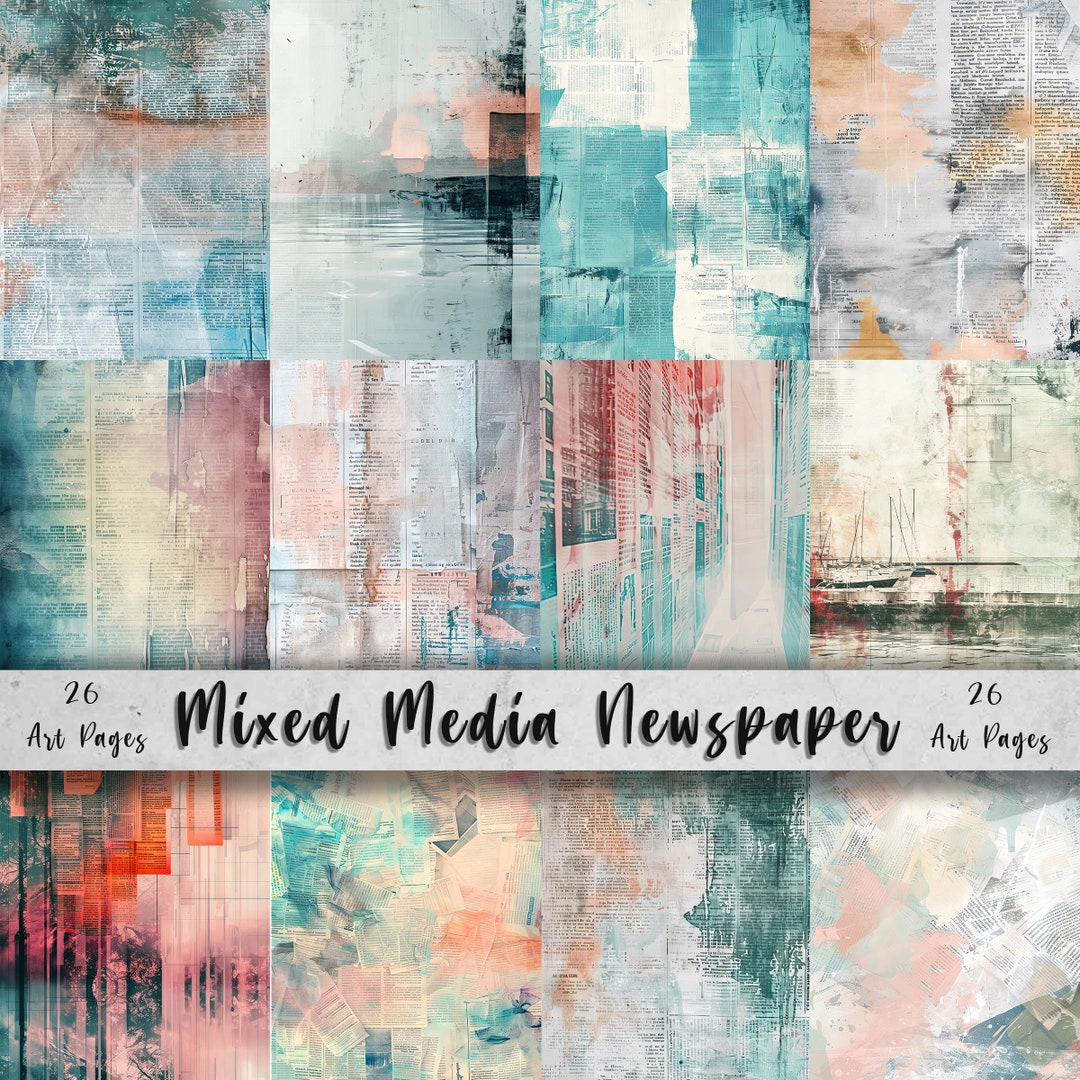 Mixed Media Backgrounds, Digital Download Paper Set, Whimsical Digital ...