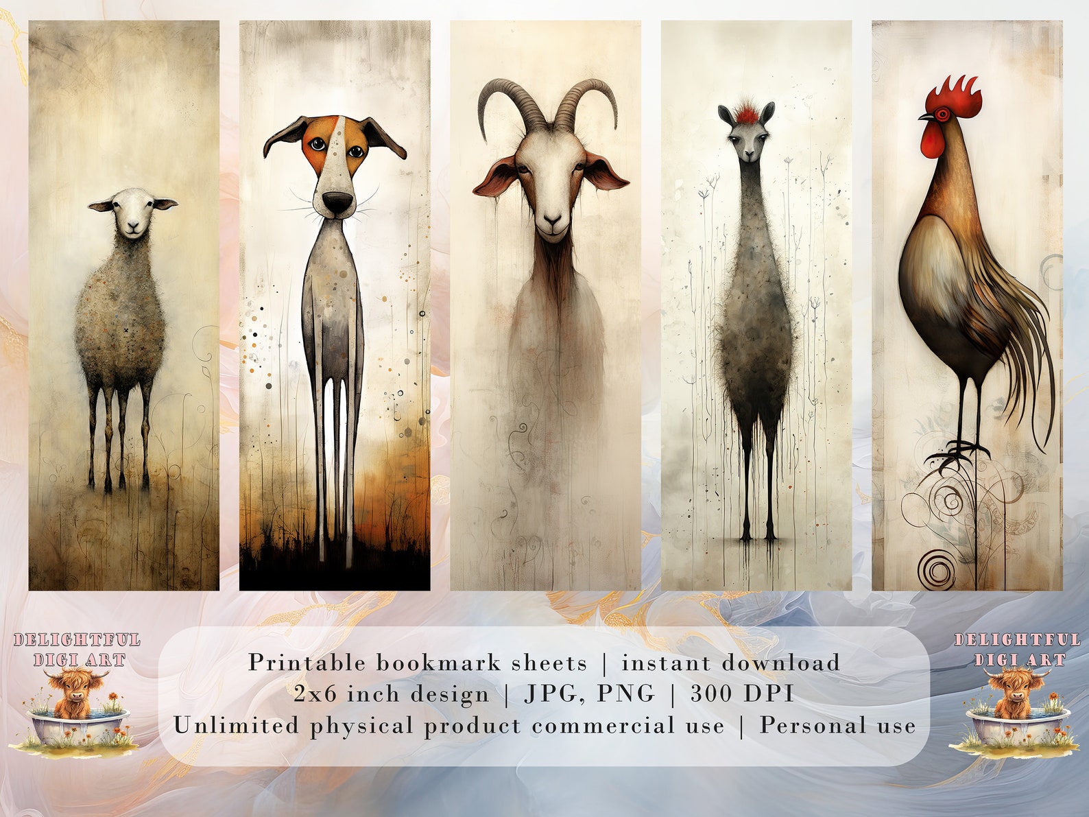 10 Farmhouse Animal Printable Bookmarks | Farm Animal Digital Download ...
