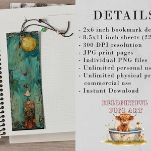 Reading Whimsy Printable Bookmarks| Mixed Media Bookmark Sheets| PNG ...
