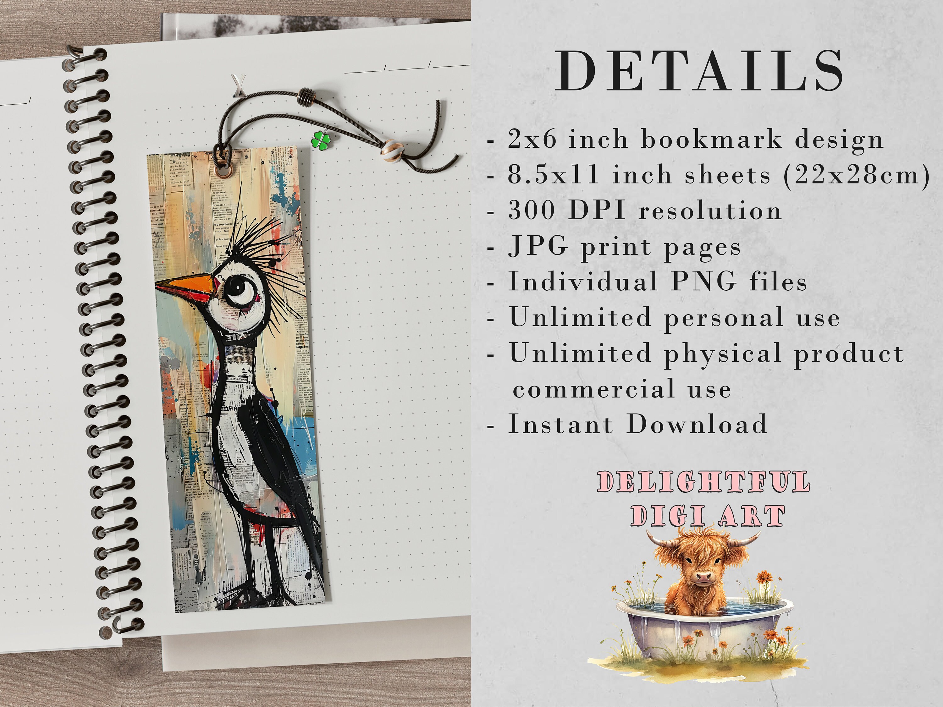 Tweet Tribe Printable Bookmarks| 10 Quirky Mixed Media Bird Bookmark ...