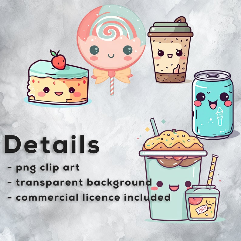 Kawaii Fast Food Clipart Fast Food PNG Bundle Fries Donut - Etsy