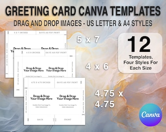 Printable Greeting Card Canva Template Bundle 5x7 4x6 Editable Drag and ...