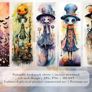 15 Cute Halloween Printable Bookmarks | Digital Download JPG Bookmark ...
