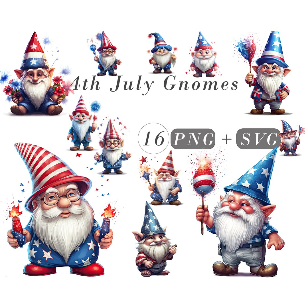 Gnome 4th of July Clipart| Gnomes PNG SVG| Instant Download ...