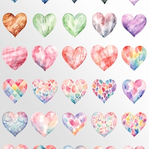 50+ Pastel Heart Clipart Files: Watercolor Hearts for Crafts and Decor ...