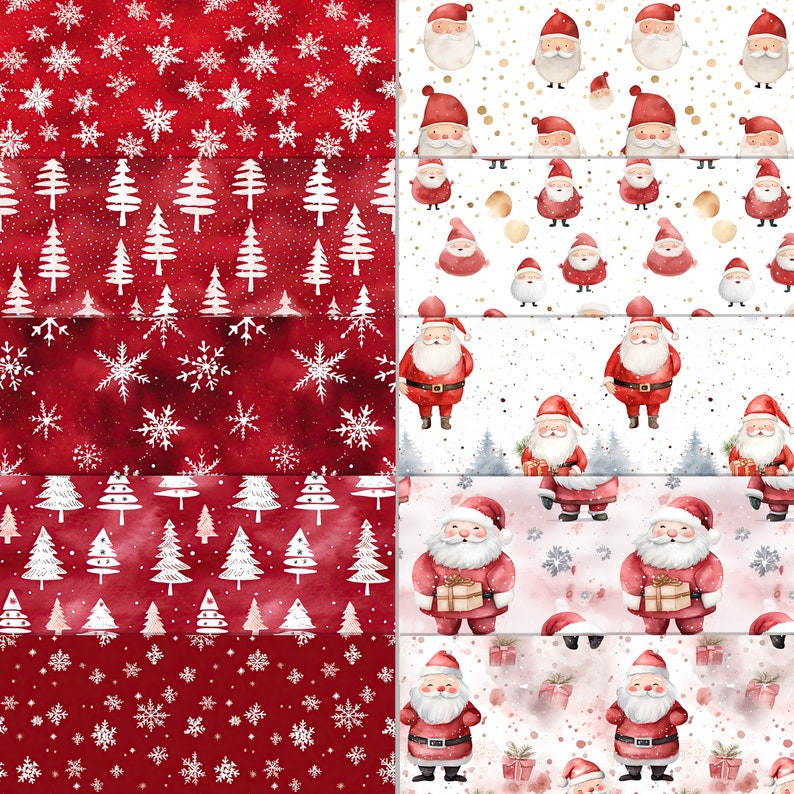 20 Christmas Printable Paper Designs| Digital Download Paper Set| PNG ...