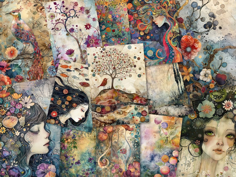 300+ Watercolor Whimsy Backgrounds, Digital Download Paper Set ...