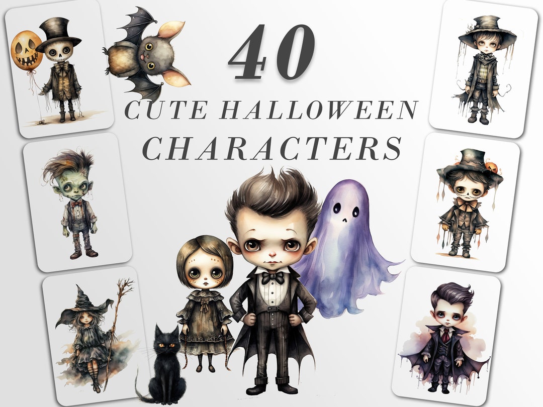 Cute Halloween Characters Clipart: Halloween Art for Crafts and Decor ...