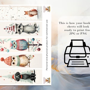 Cute Christmas Animals Printable Bookmarks: JPG Bookmark Sheets | PNG ...