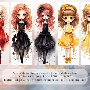 20 Chibi Prom Printable Bookmarks Digital Download JPG Bookmark Set ...