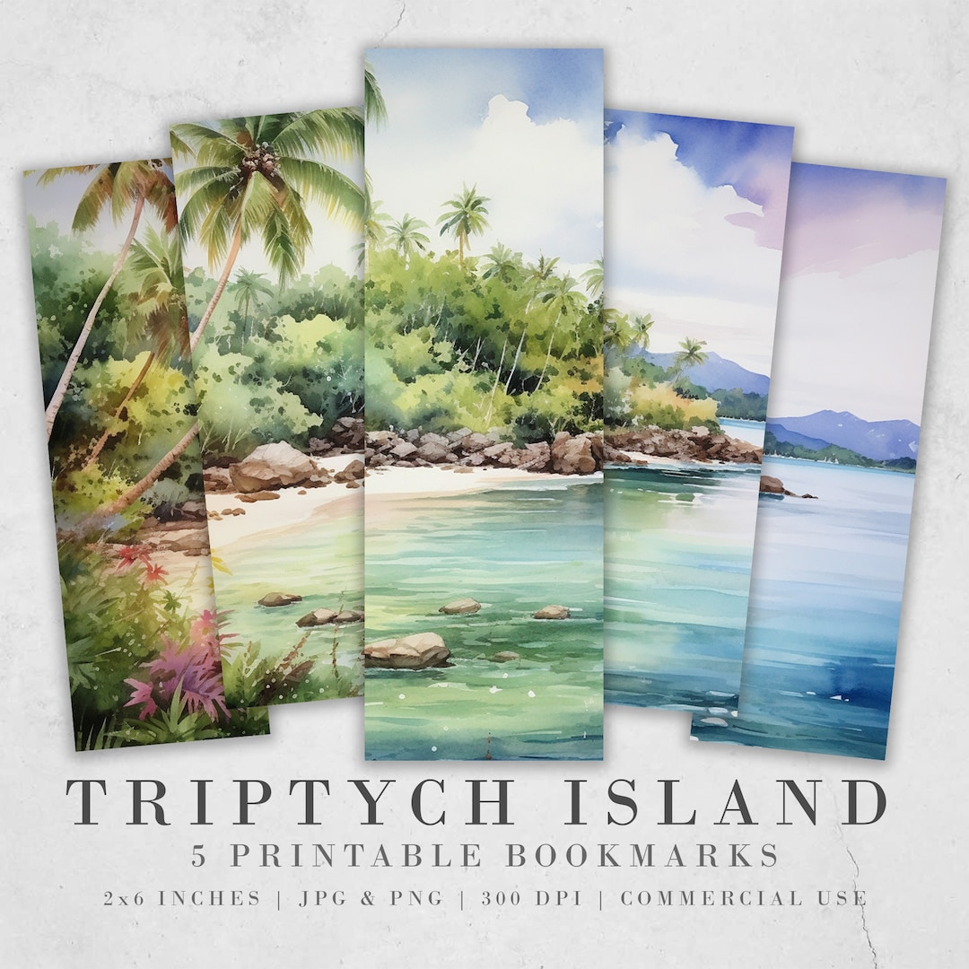 Triptych Island Printable Bookmarks | Digital Download JPG Bookmark ...