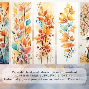 20 Fall Leaves Printable Bookmarks | Digital Download JPG Bookmark Set ...
