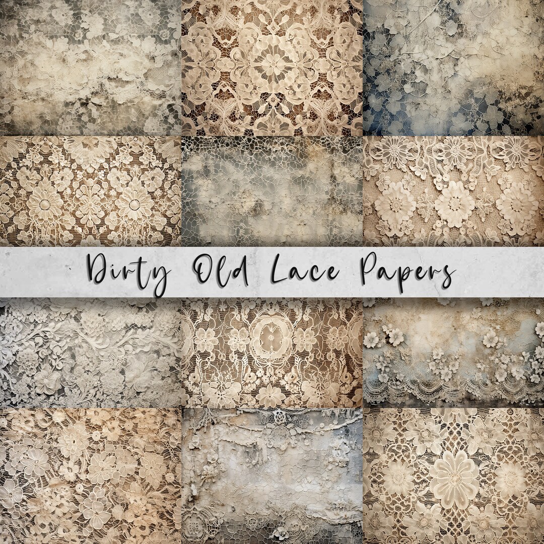 Dirty Old Lace Papers - Commercial Use - Stained Vintage Lace Papers ...