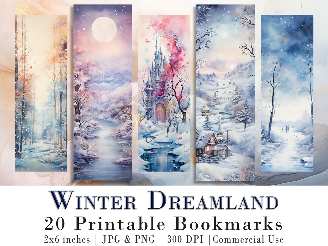 20 Winter Dreamland Printable Bookmarks| DIY Bookmark Sheets| PNG ...