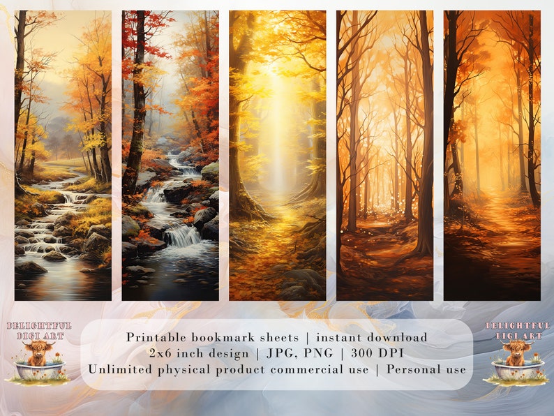 10 Fall Landscapes Printable Bookmarks | Digital Download JPG Bookmark ...