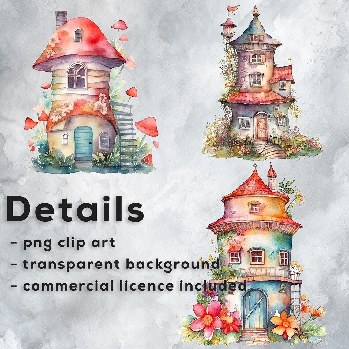 Watercolor Fairy House Clip Art, Fairy House Digital Illustrations 12 ...