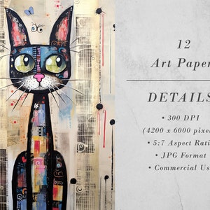 Meow Society Printable Art Pages| Digital Download Paper Set| Whimsical ...
