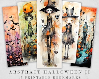 15 Cute Halloween Printable Bookmarks Digital Download JPG Bookmark Set ...