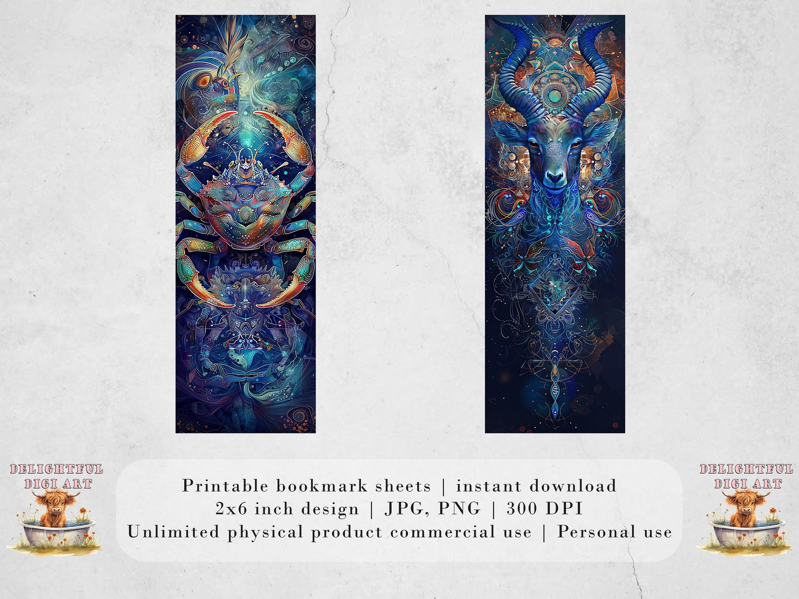 12 Zodiac Printable Bookmarks, Digital Download JPG Bookmark Sheets ...
