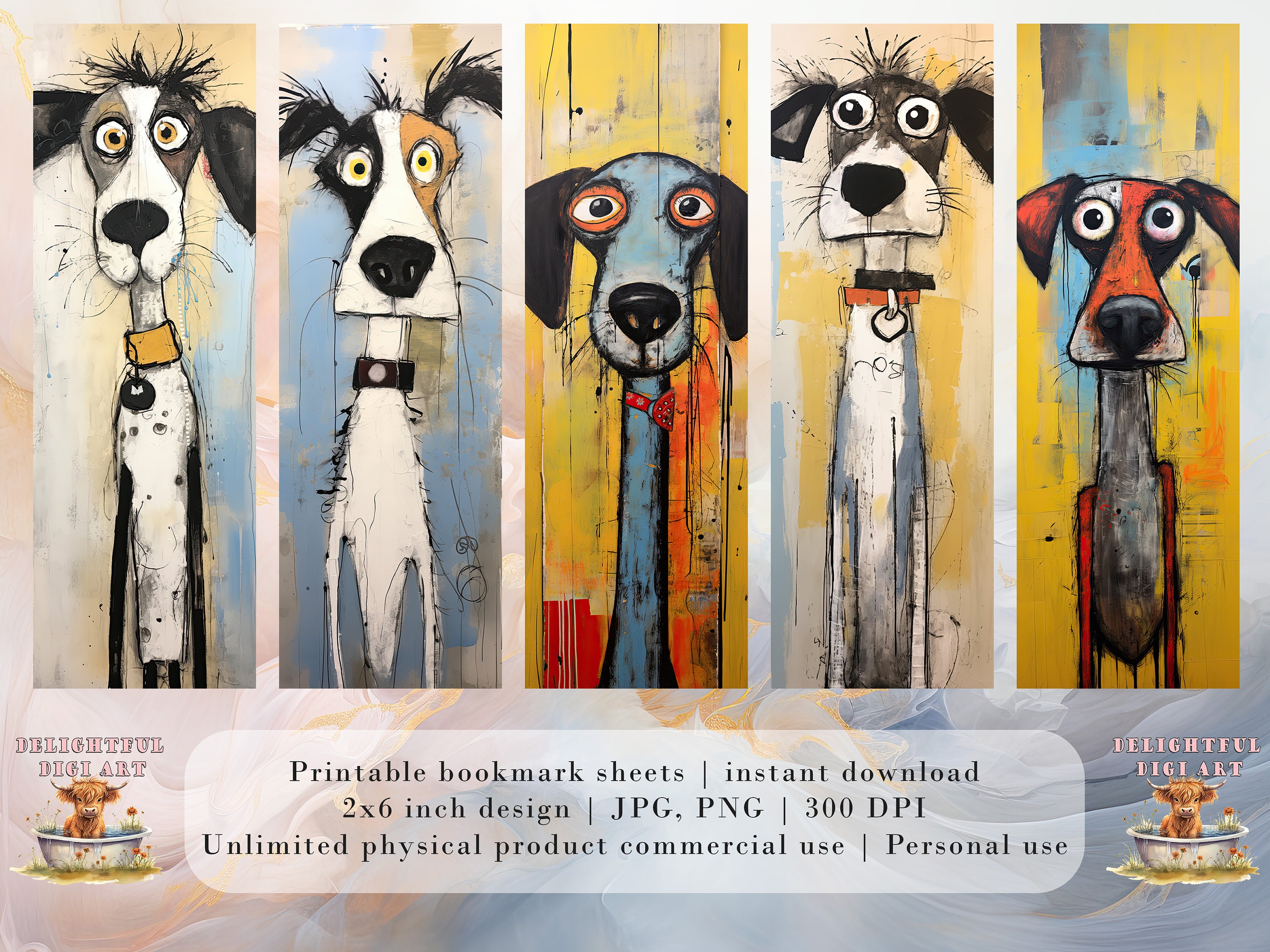 The Muttley Crew Printable Bookmarks| 15 Quirky Mixed Media Dog ...