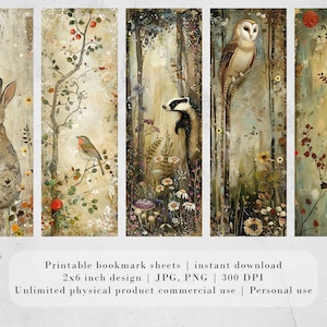 10 Woodland Animals Printable Bookmarks | Digital Download JPG Bookmark ...