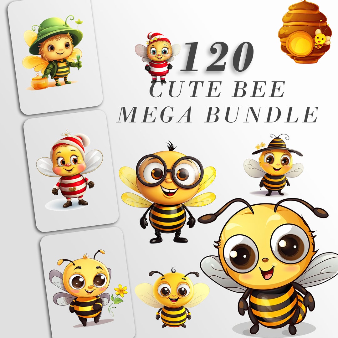 Cute Bee Clip Art, Bee PNG Bundle, Honey Bee Art, Busy Bees Clipart ...