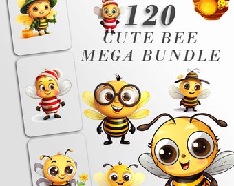 Watercolor Cute Bee Clip Art, Bee PNG Bundle, Honey Bee Art, Busy Bees ...