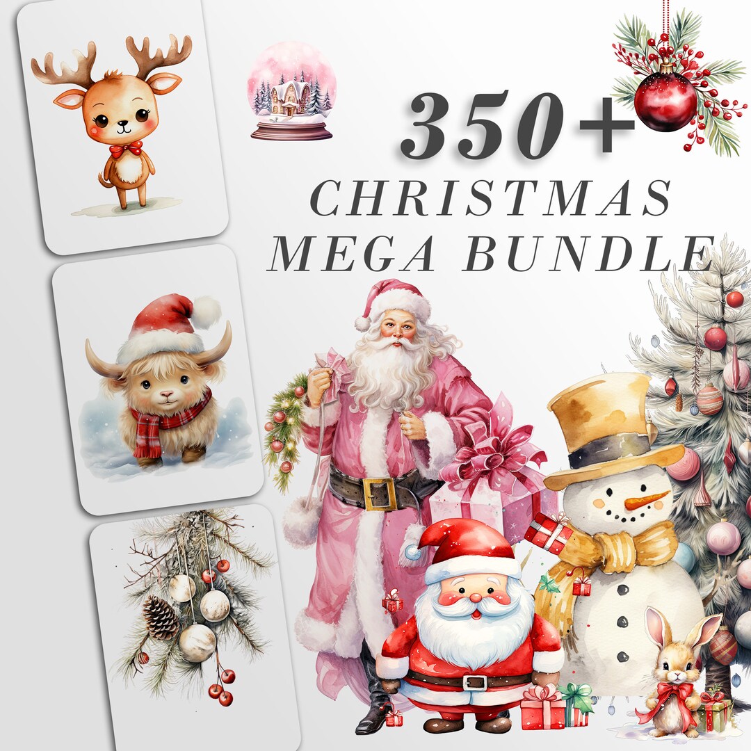 Watercolor Christmas Clipart Mega Bundle: Christmas Crafts and Decor ...