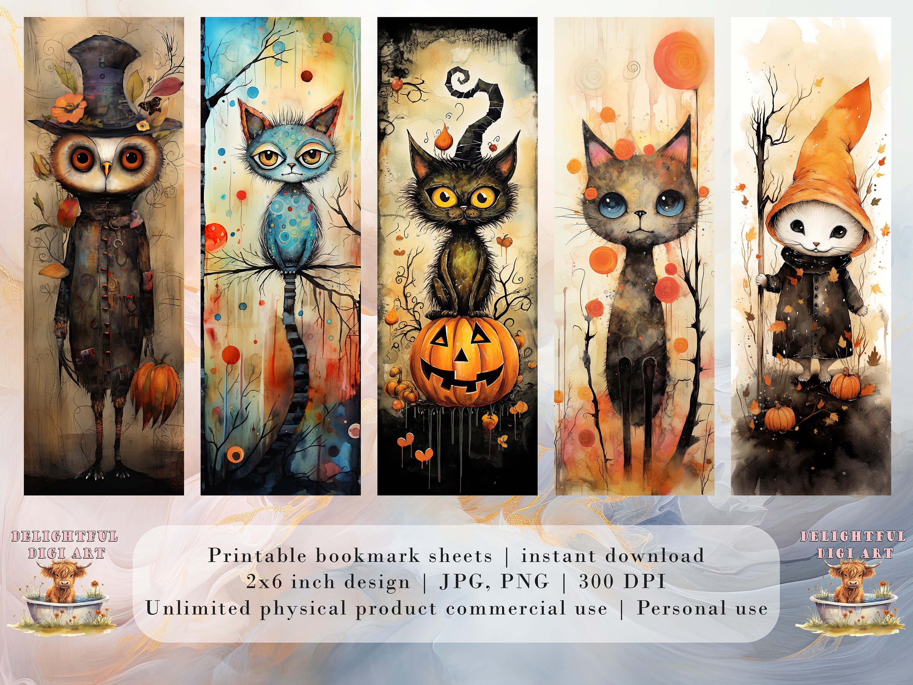 15 Abstract Halloween Printable Bookmarks | Digital Download JPG ...
