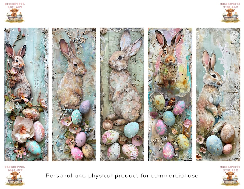10 Easter Bunnies Printable Bookmarks | Digital Download JPG Bookmark ...
