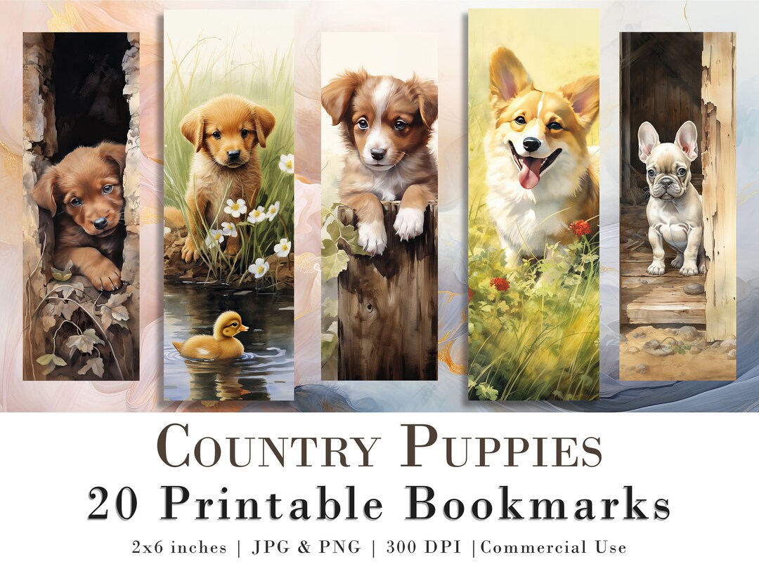 20 Cute Country Puppy Printable Bookmarks Digital Download - Etsy