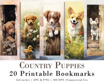 20 Country Puppies Printable Bookmarks Digital Download JPG - Etsy