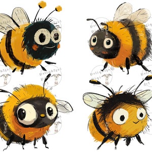 Cute Bee Clip Art, Smiling PNG Bundle, Honey Bee Art, Busy Bees SVG ...