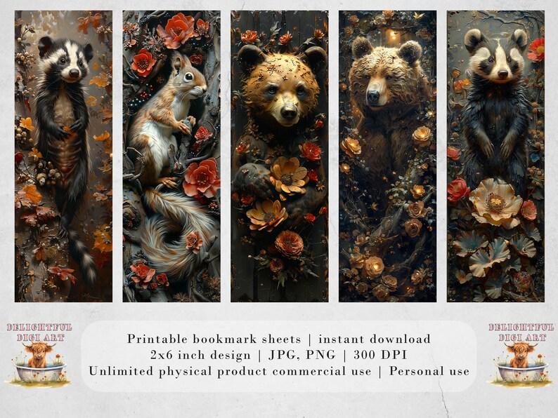 15 Twisted Forest Printable Bookmarks| Quirky Animal Bookmark Sheets ...