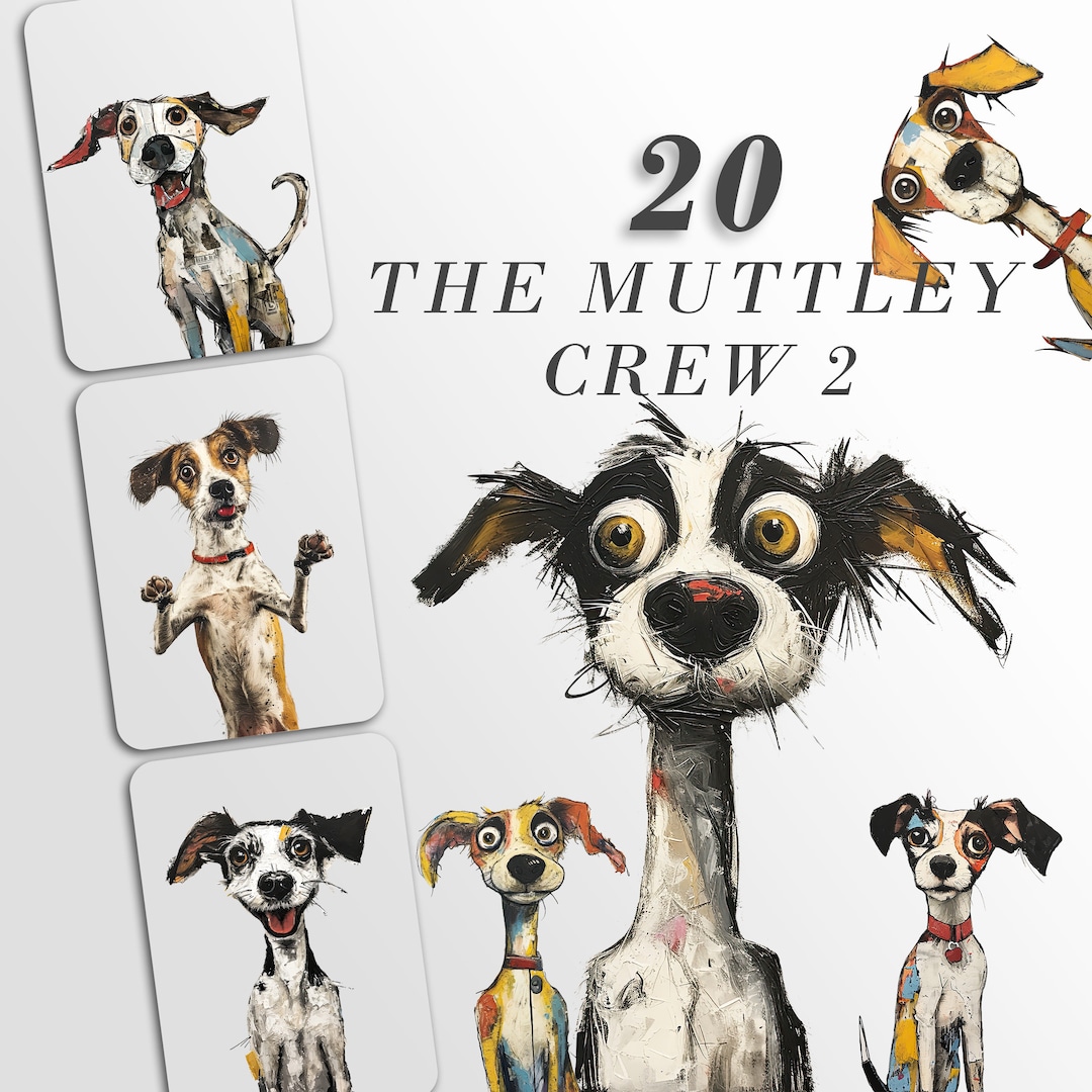 The Muttley Crew 2 Clipart: Quirky Dog Characters | Mixed Media Mutts ...