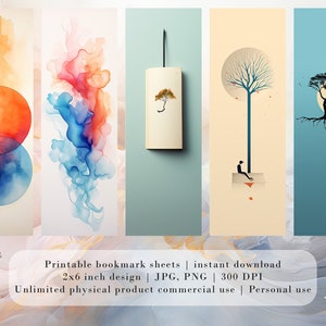 10 Minimalist Printable Bookmarks | JPG Bookmark Sheets | Book Lover ...
