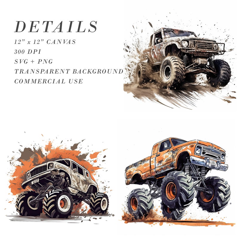 Monster Truck SVG Bundle Monster Truck Clipart Commercial - Etsy