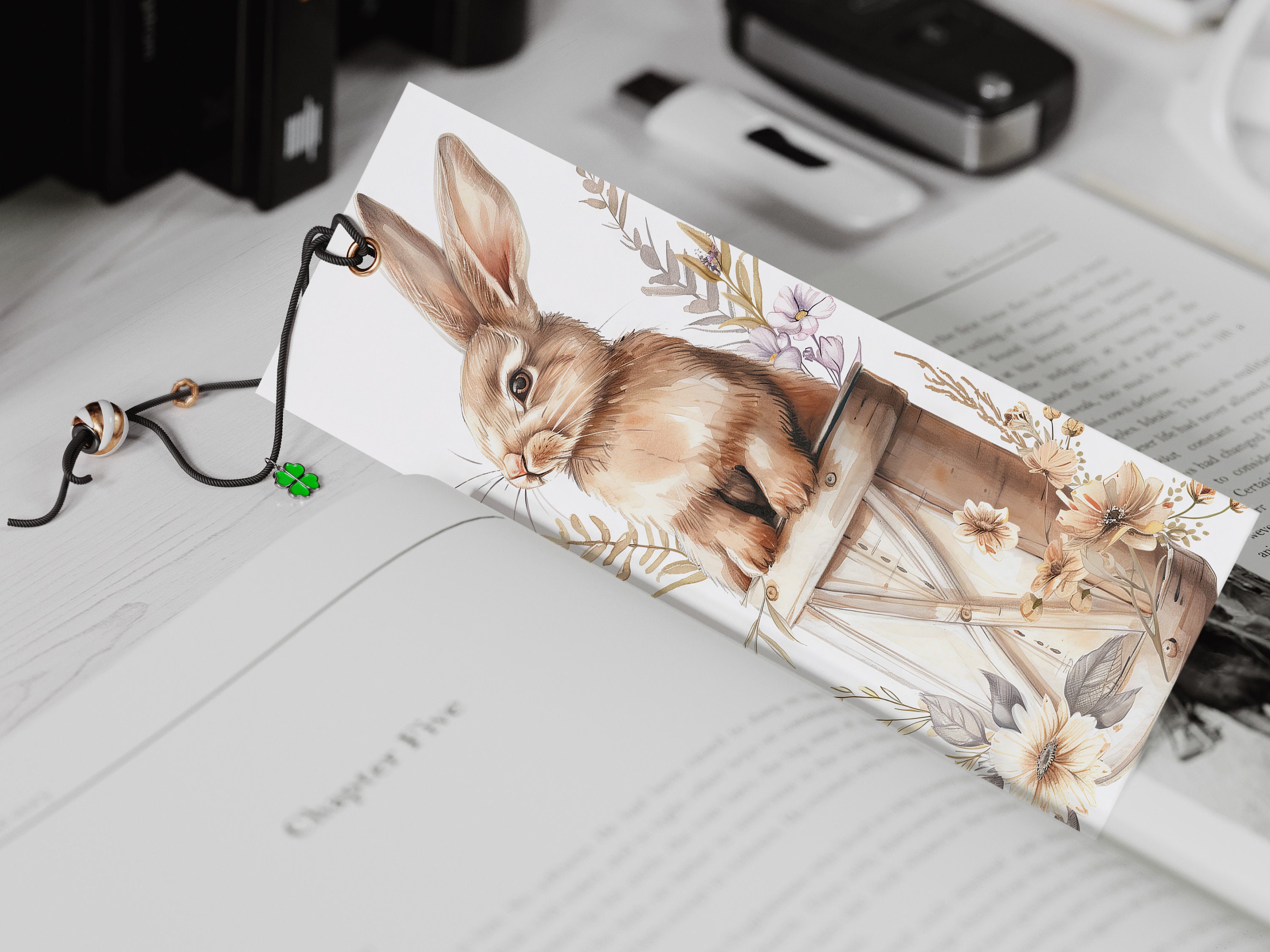 15 Floral Bunnies Printable Bookmarks| Digital Download JPG Bookmark ...